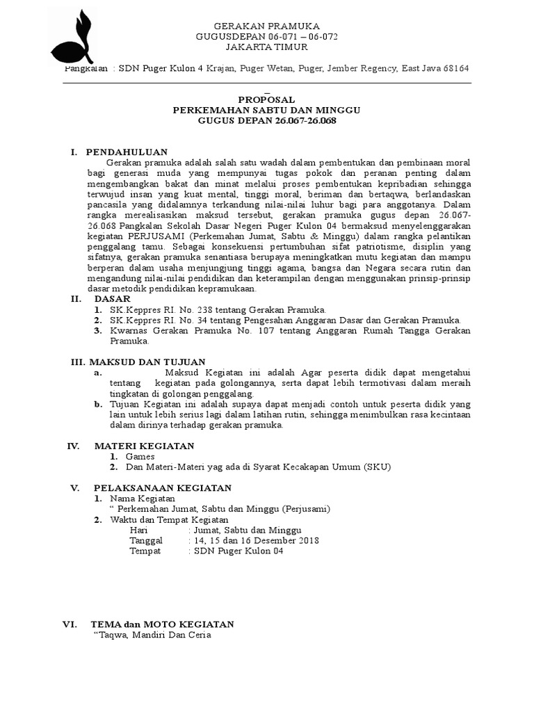 Proposal Perkemahan Perjusami Pramuka | PDF