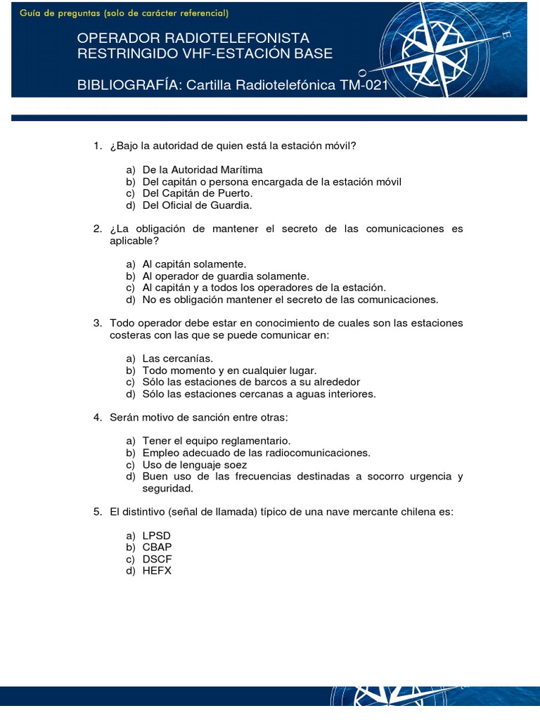 Cuestionario Sin Contestar Radio Operador | PDF | Tecnología de ...