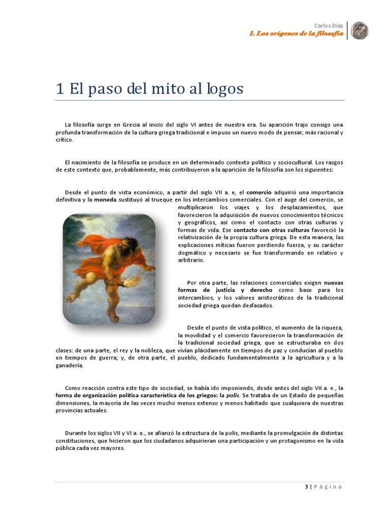 Paso Del Mito Al Logos | PDF | Razón | Filosofía griega antigua
