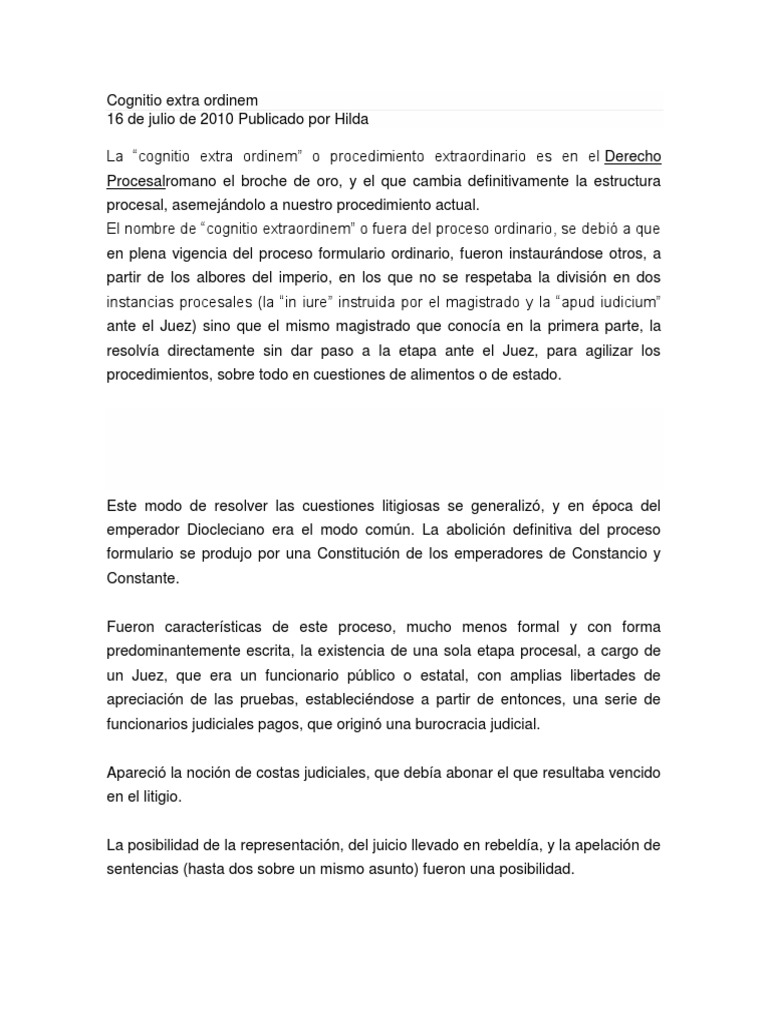 Cognitio Extra Ordinem en Derecho Romano | PDF | Demanda judicial ...
