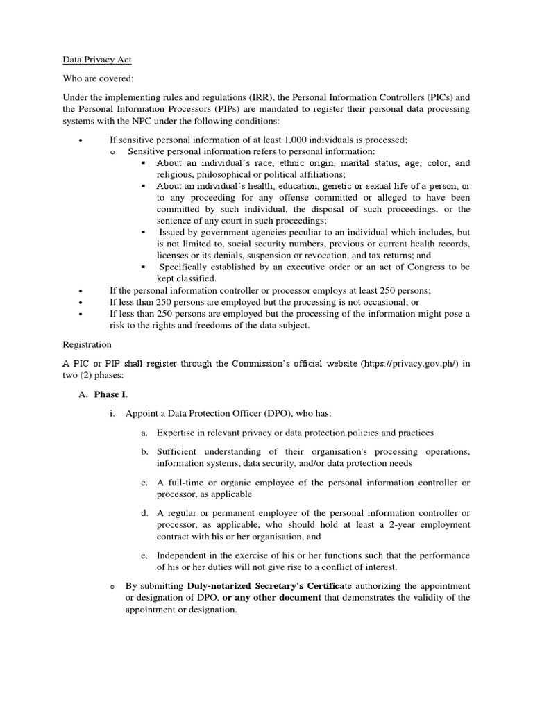 PIC and PIP Registration Guidelines | PDF | Personally Identifiable ...