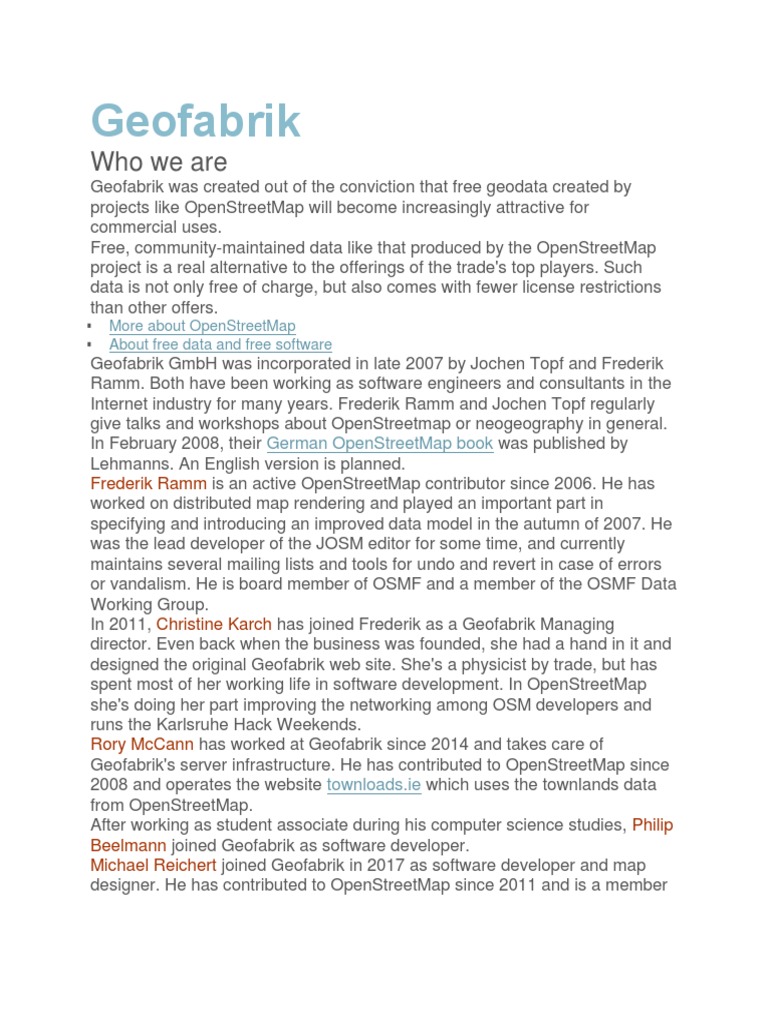 About Geofabrik | PDF | Information Technology | Software
