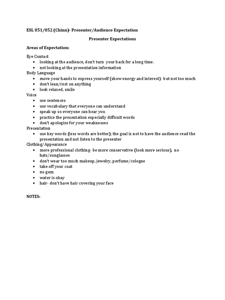 Presenter-Audience Expectation | PDF | Language Arts & Discipline