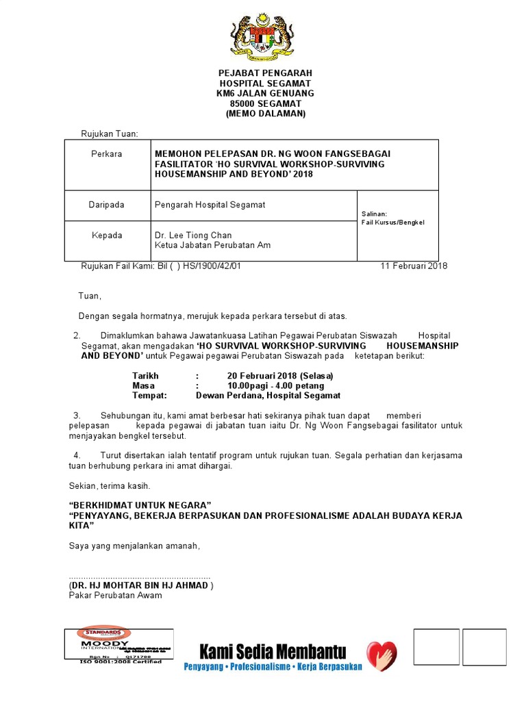 Surat Ho Survival Workshop (Surat Pelepasan Dan Jemputan Ceramah) | PDF