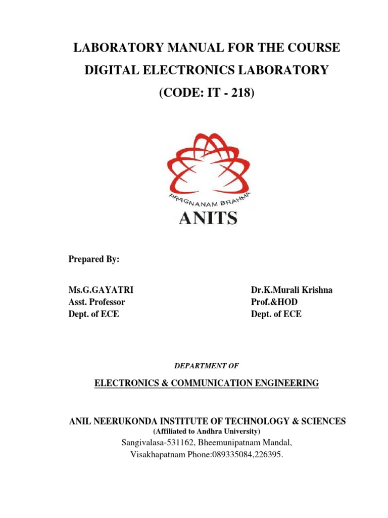 Digital Electronics Lab Manual For Cse & It | PDF | Vhdl | Passivity ...