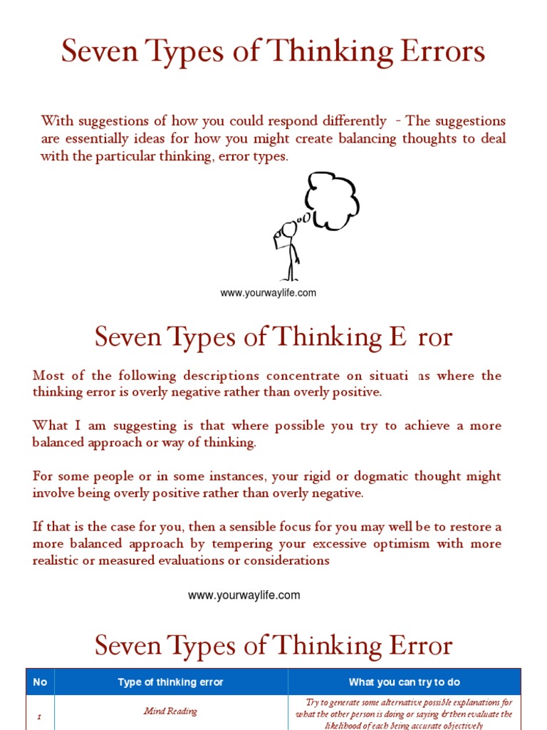 Understanding Thinking Errors | PDF | Thought | Reason