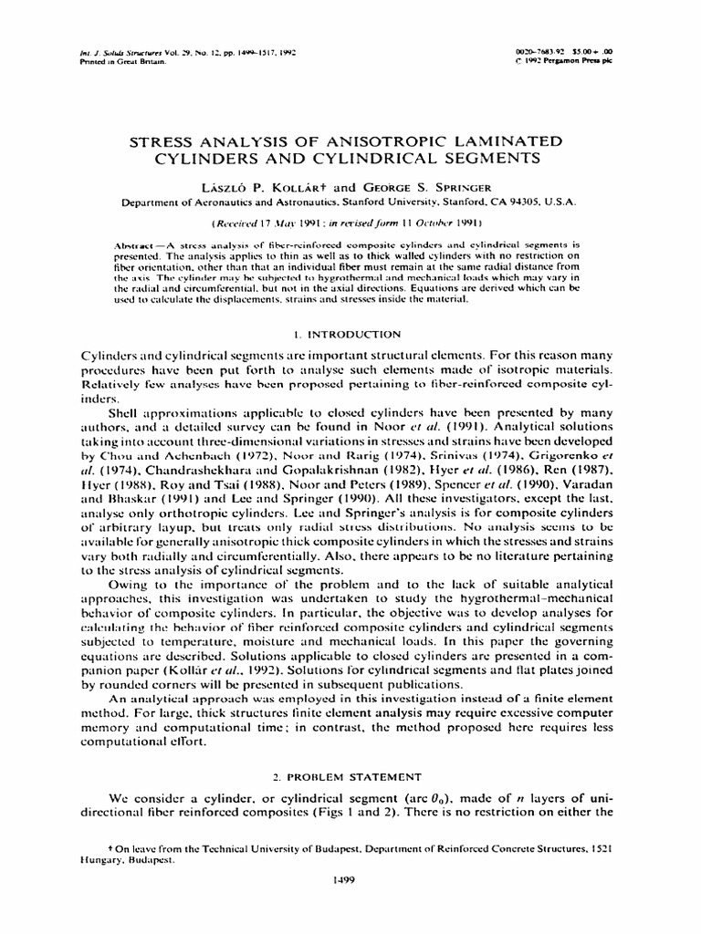Stress Analysis of Anisotropic Laminated Cylinders and Cylindrical ...