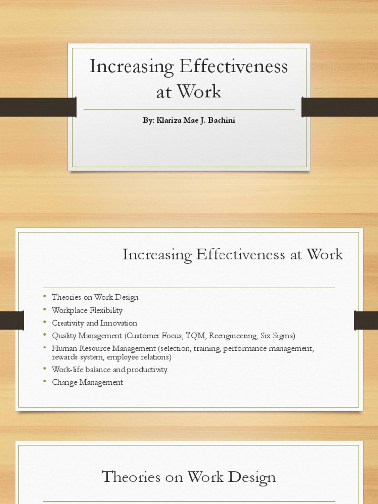 Increasing Effectiveness at Work | PDF | Telecommuting | Change Management