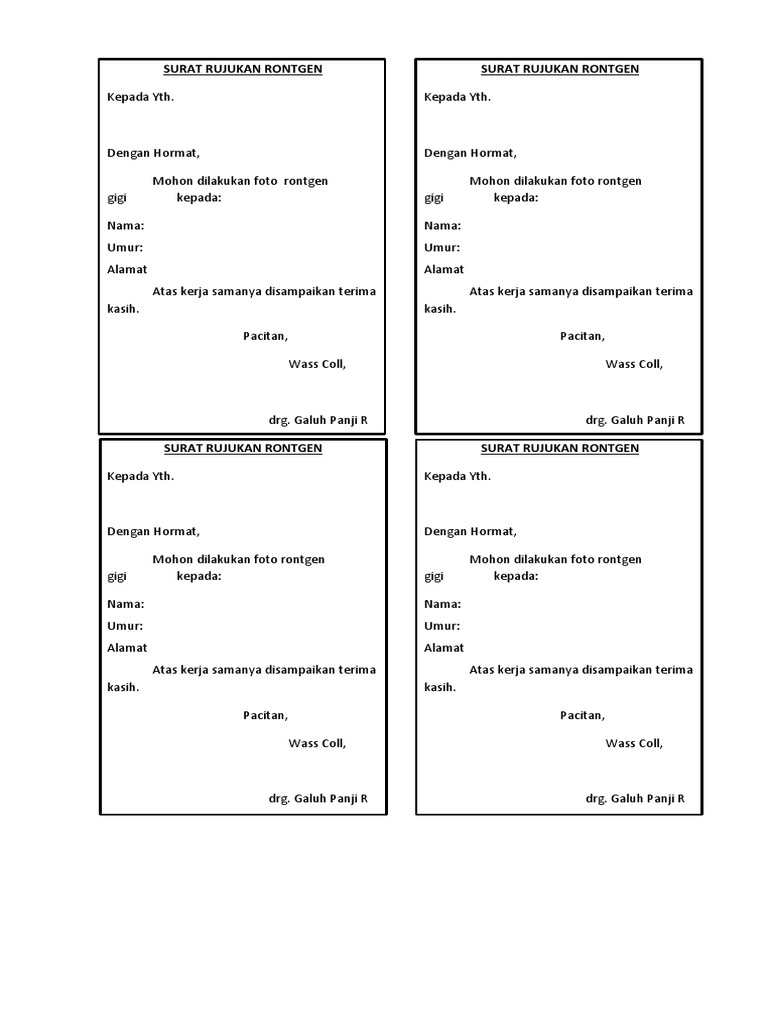 Surat Rujukan Rontgen | PDF