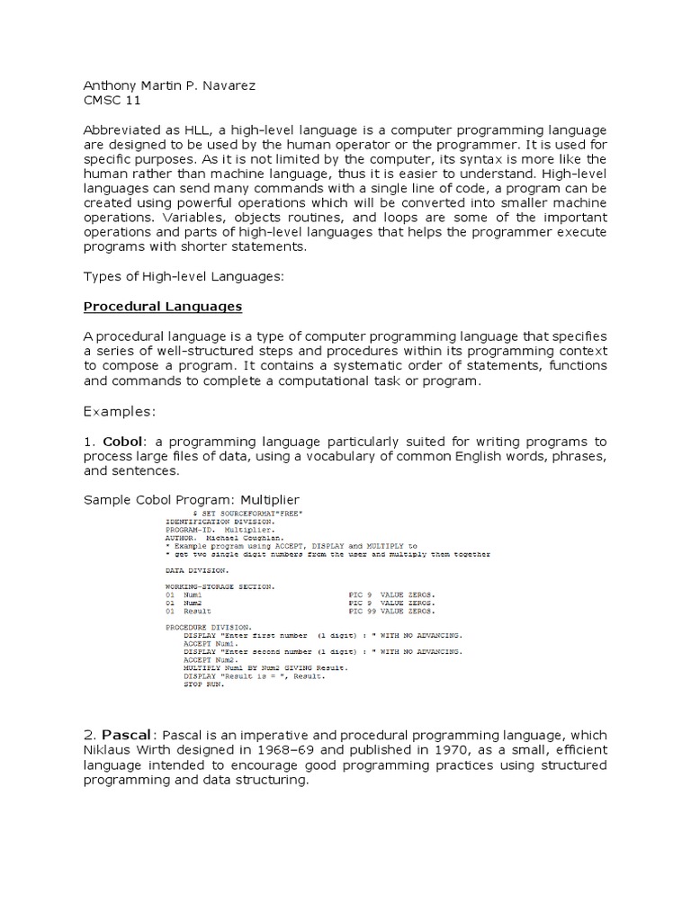 Types of High-Level Programming Languages | PDF | Functional Programming | Scala (Programming ...
