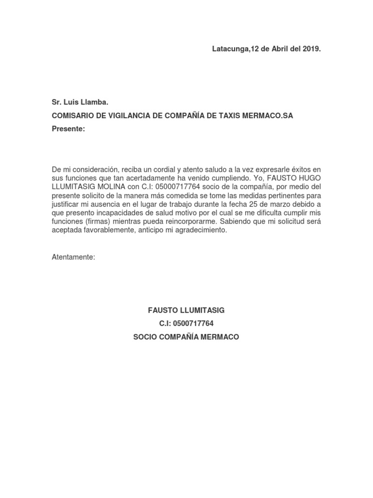 Oficio Papi Permiso PDF | PDF