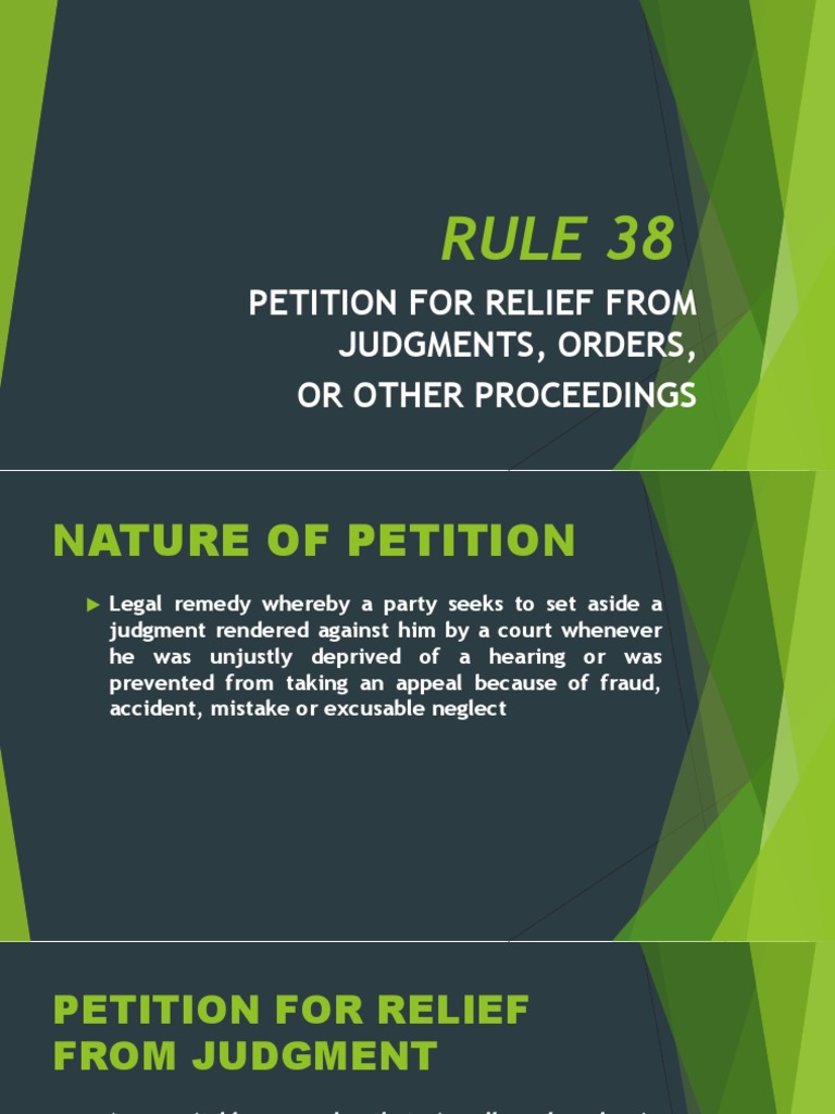 Petition Relief Judgment Order Proceedings | PDF | Judgment (Law) | Courts
