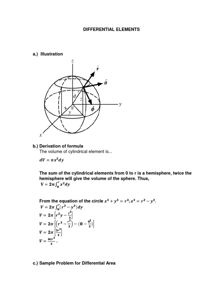 Differential Elements: Volume & Area Calculations | PDF | Home & Garden ...
