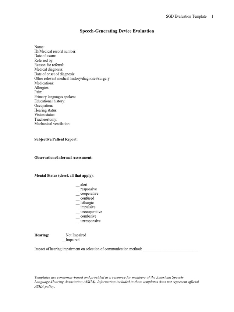 Speech-Generating Device Evaluation | PDF | Epistemology | Neuropsychology