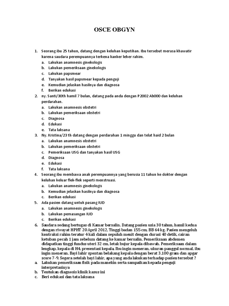 Obgyn - Osce | PDF