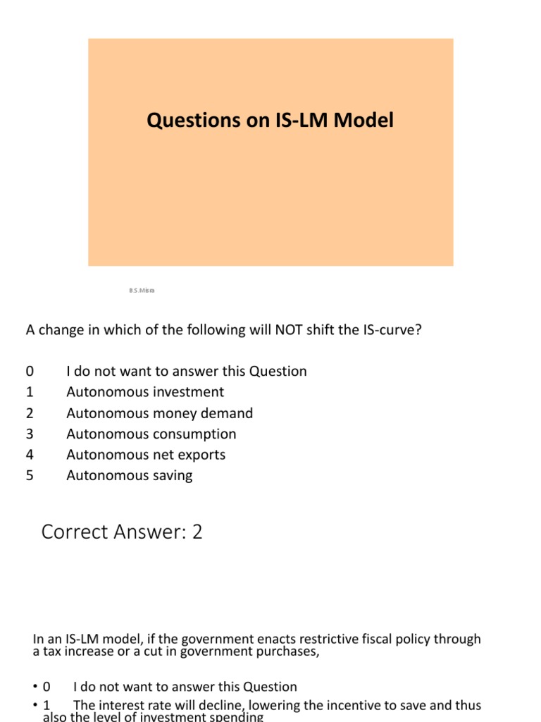 Questions With Answers On is-LM Model | PDF | Government Spending ...