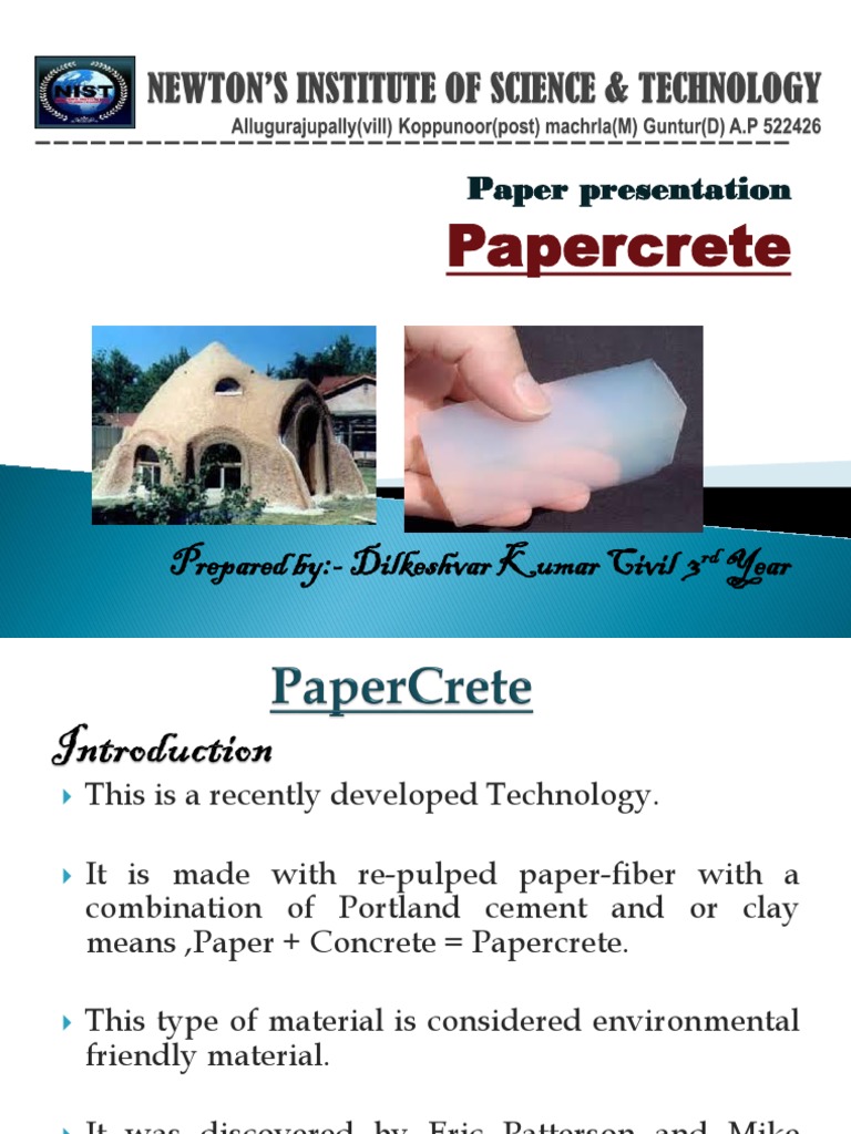 Eco-Friendly Papercrete Overview | PDF | Home & Garden