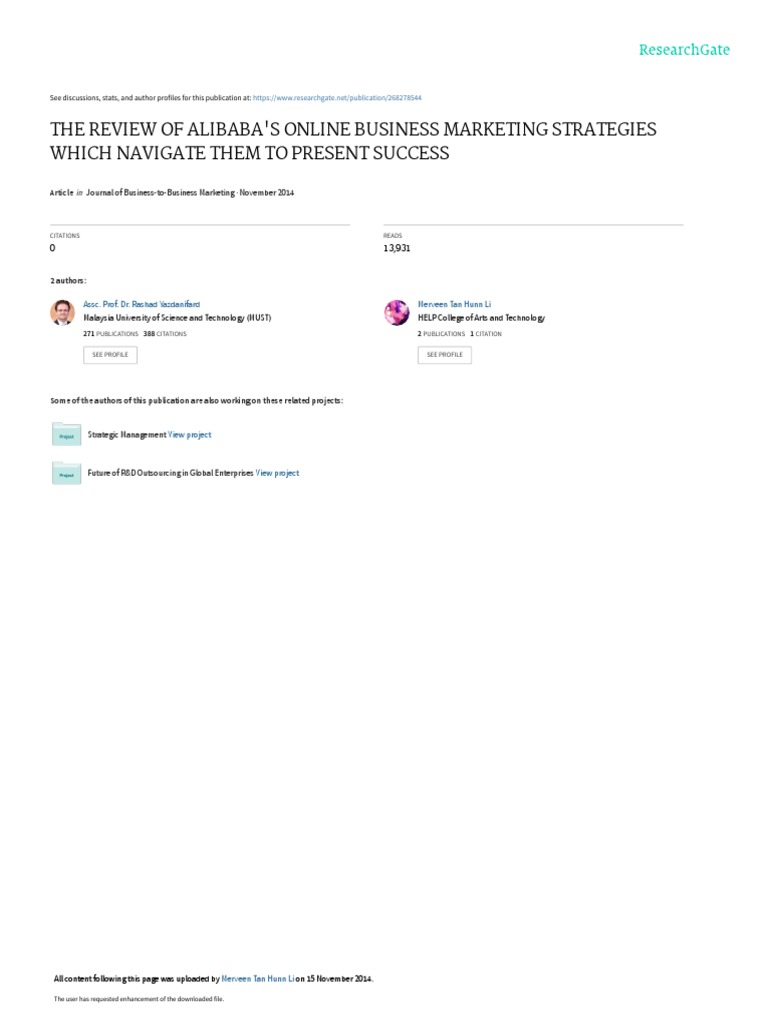 The Review of Alibaba'S Online Business Marketing Strategies Which ...