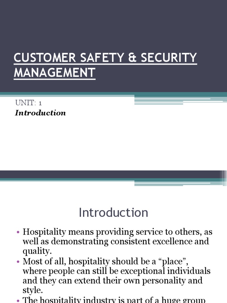 Powerpoint Presentation on CUSTOMER SAFETY & SECURITY MANAGEMENT ...