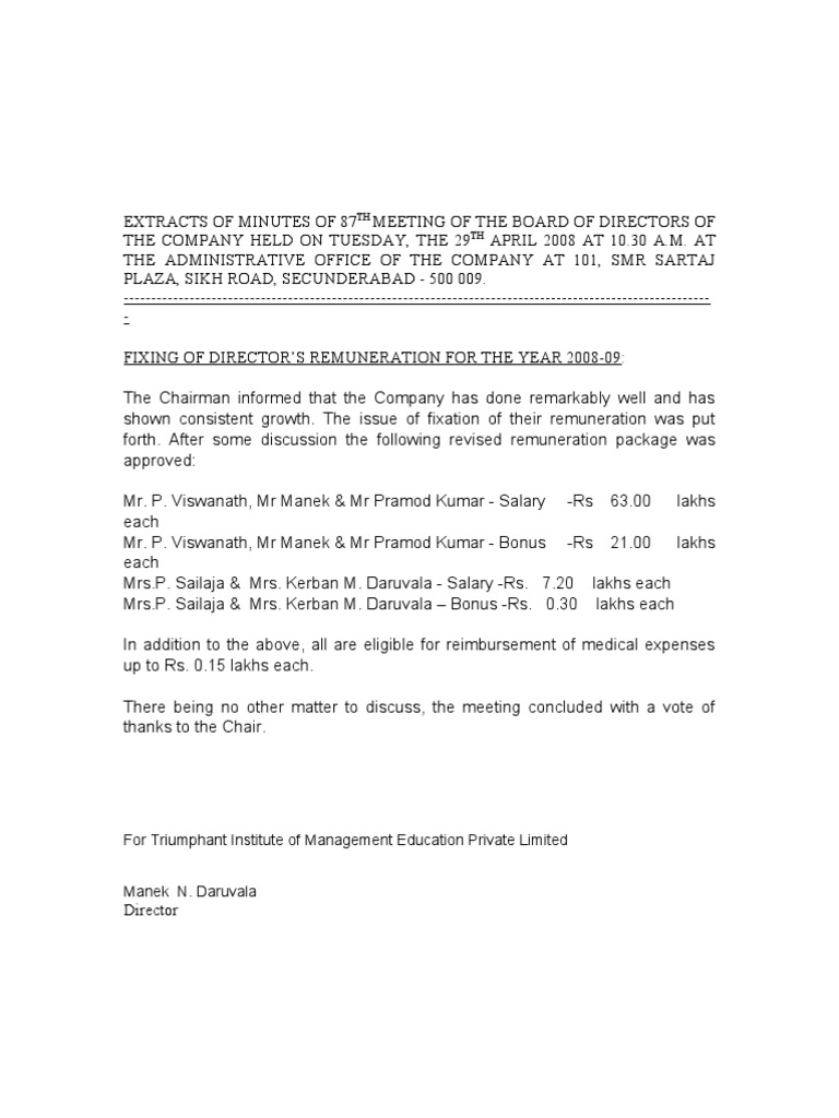 Board Approves Director Remuneration, Declares Interim Dividend, and ...