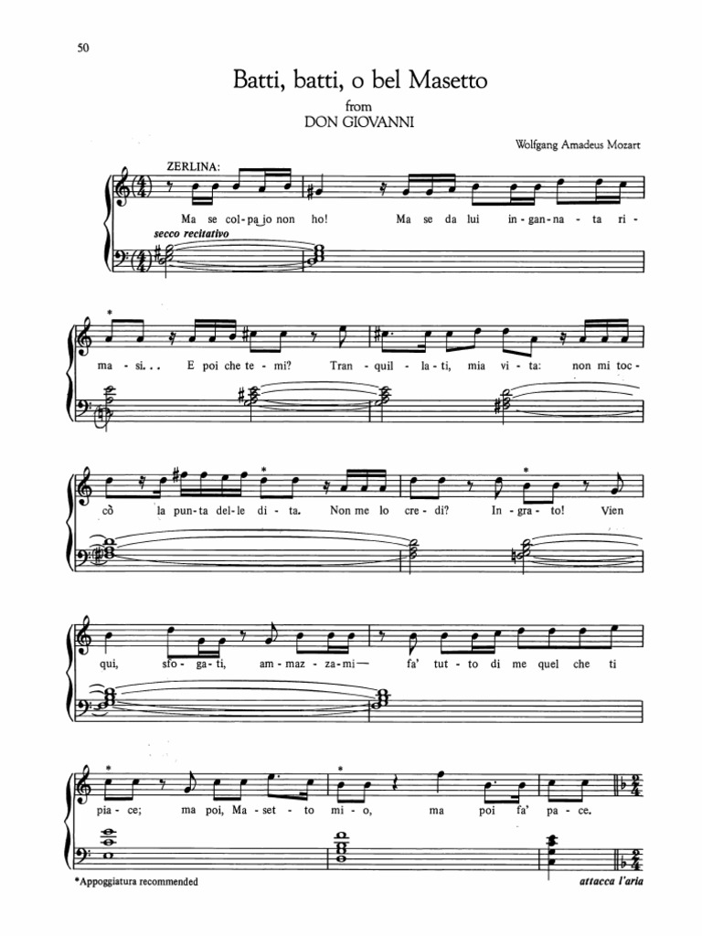 Batti, Batti, o Bel Masetto | PDF