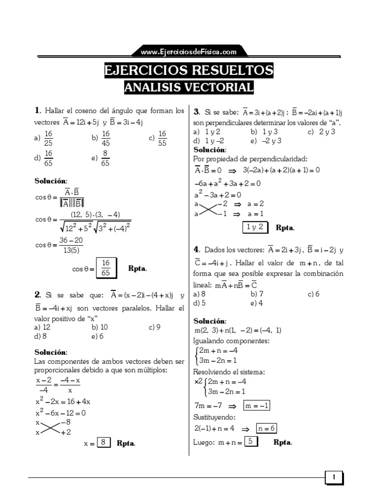 Analisis Vectorial Ejercicios Resueltos | PDF | Vector Euclidiano | Álgebra abstracta