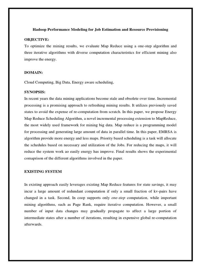 7 Full Hadoop Performance Modeling For Job Estimation and Resource Provisioning | PDF | Java ...