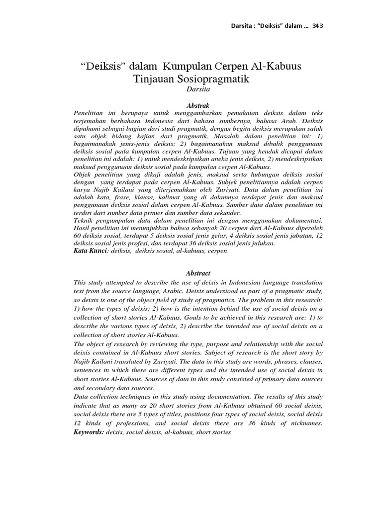 Deiksis Sosial dalam Al-Kabuus | PDF