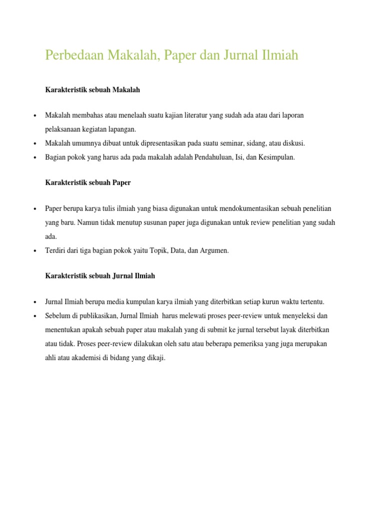 Perbedaan Makalah, Paper, dan Jurnal | PDF