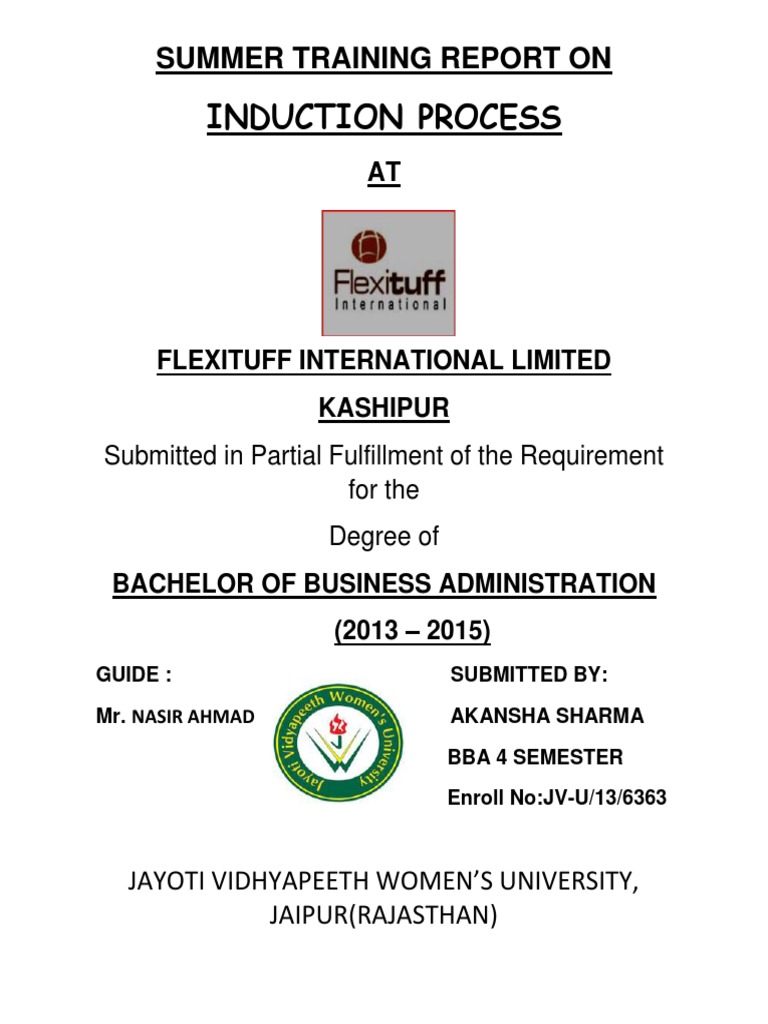 Induction Process: Summer Training Report On | PDF