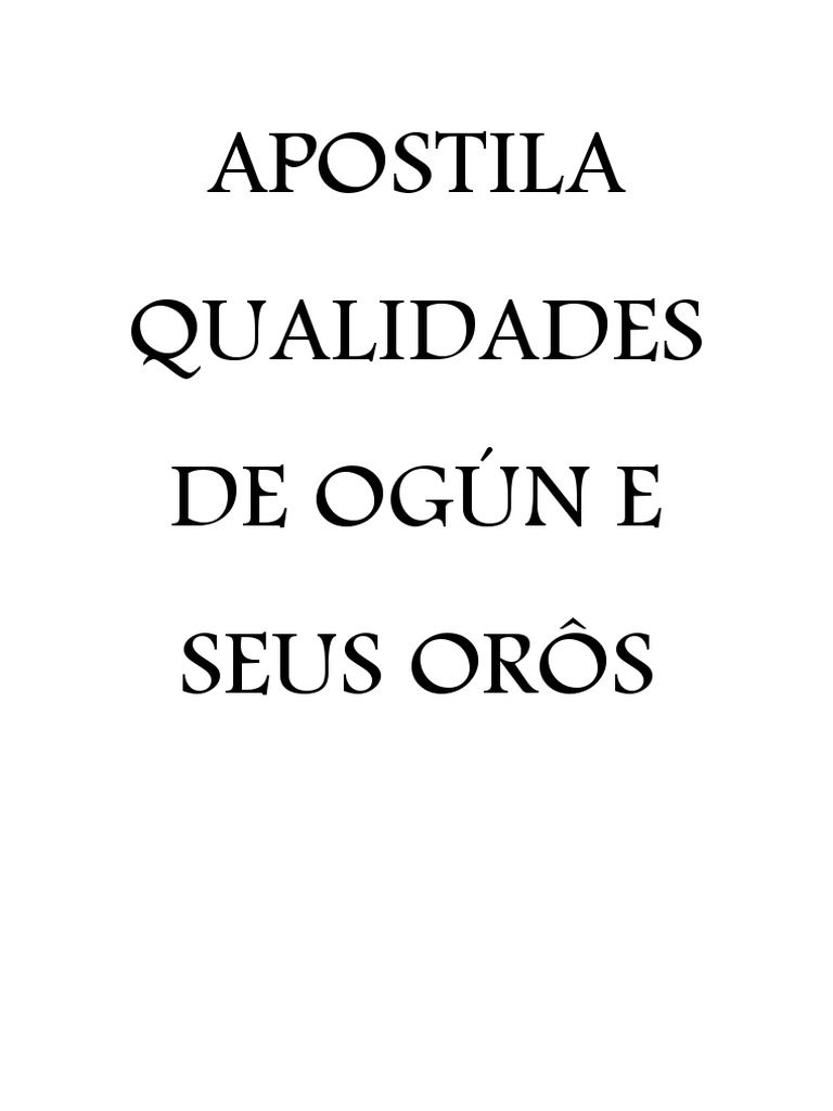 Apostila Qualidades de Ogún e Seus Orôs 1 | PDF | Santeria | Ferro