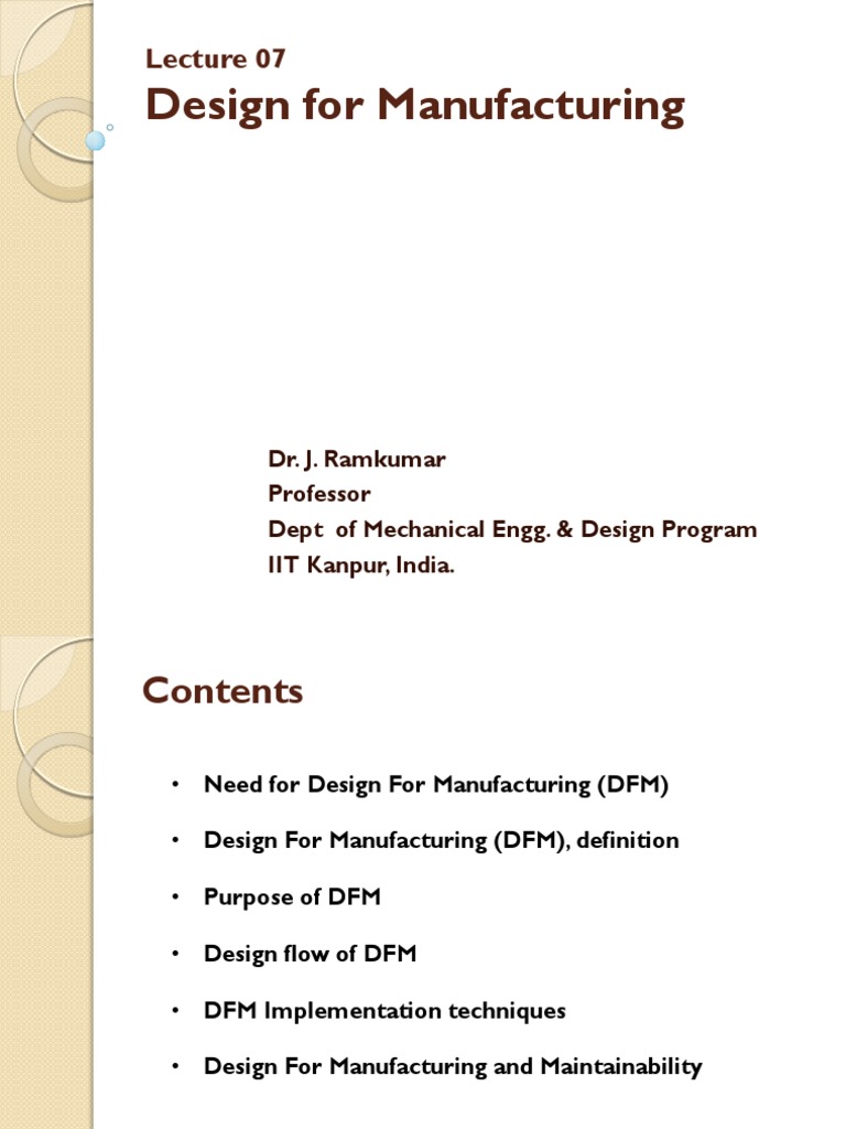 Design For Manufacturing | PDF | Screw | Production And Manufacturing