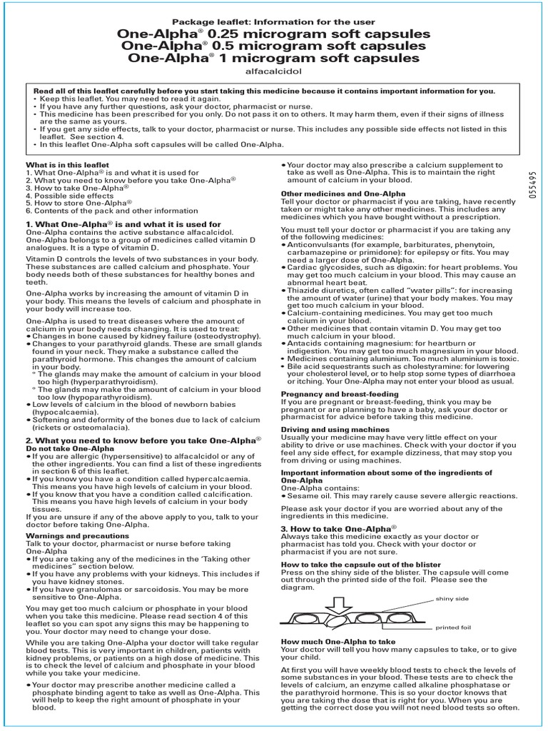 Artwork: One-Alpha 0.25 Microgram Soft Capsules One-Alpha 0.5 Microgram ...