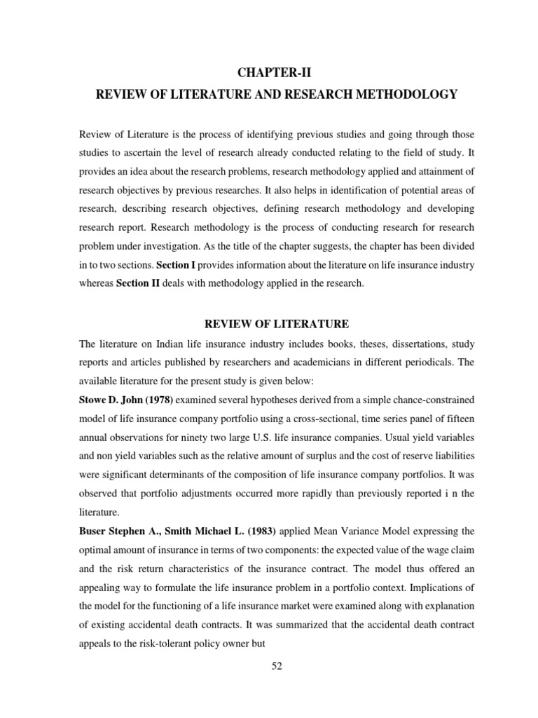 Chapter-Ii Review of Literature and Research Methodology | PDF ...