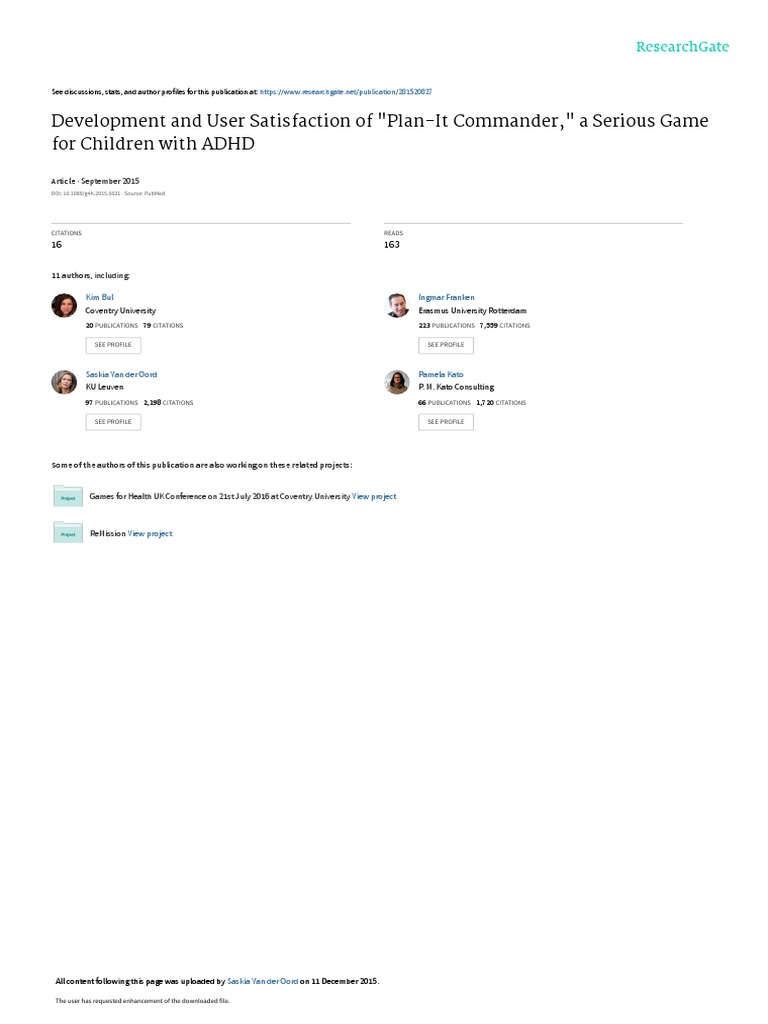 Game For ADHD | PDF | Attention Deficit Hyperactivity Disorder | Video Games