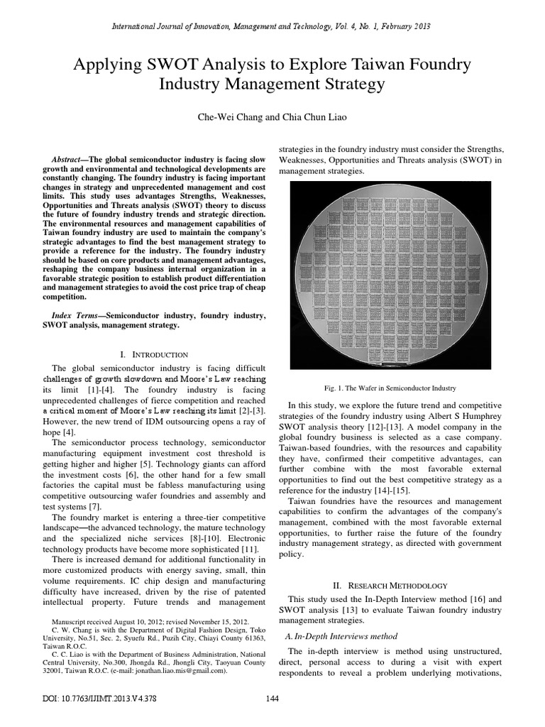 Applying SWOT Analysis To Explore Taiwan Foundry Industry Management ...