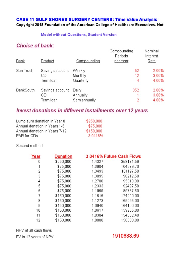 Case Spreadsheet New | PDF | Present Value | Interest