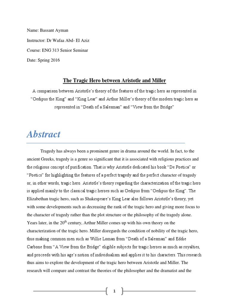 Tragic Heroes: Aristotle vs. Miller | PDF | Oedipus | Tragedy