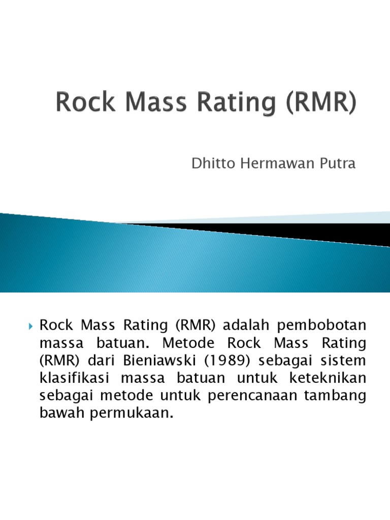 Rock Mass Rating RMR | PDF | Teknologi & Rekayasa