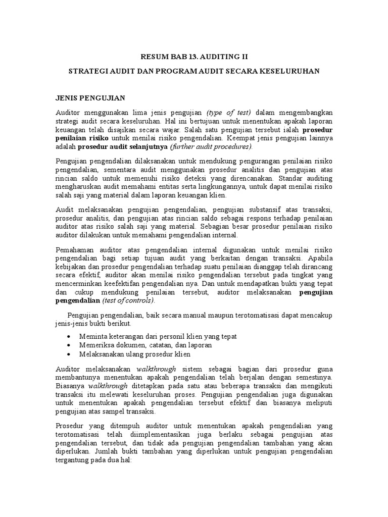 Resume Auditing II Chapter 13 Arens | PDF