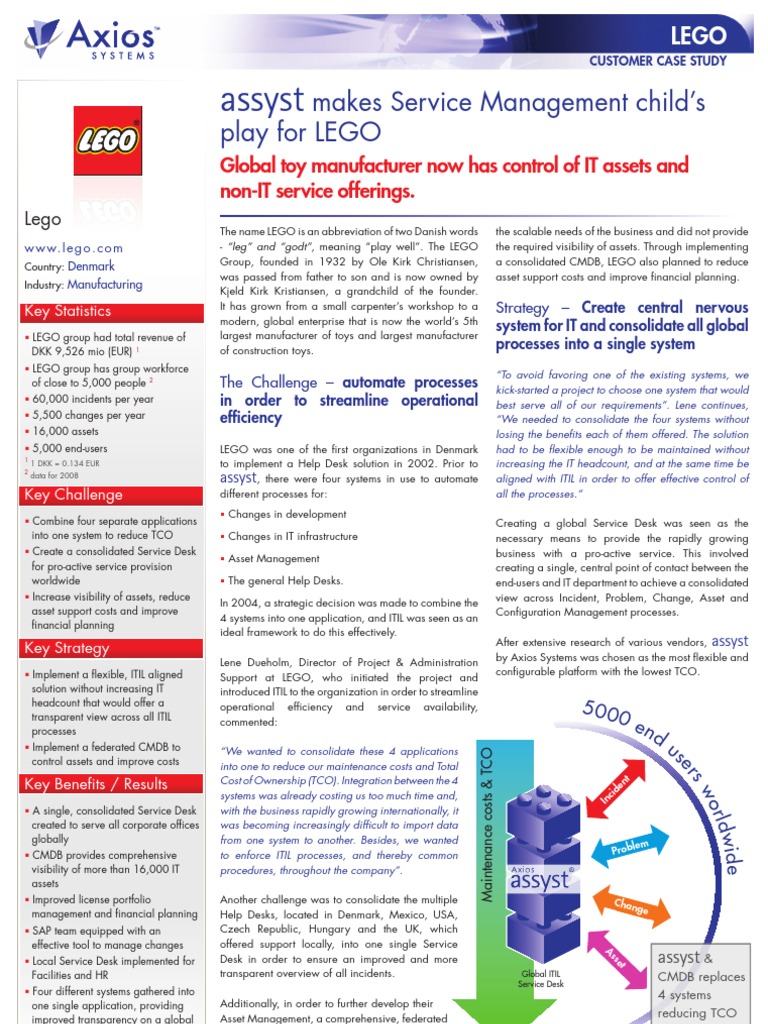 Axios Systems Customer Case Study With LEGO | PDF | It Service ...
