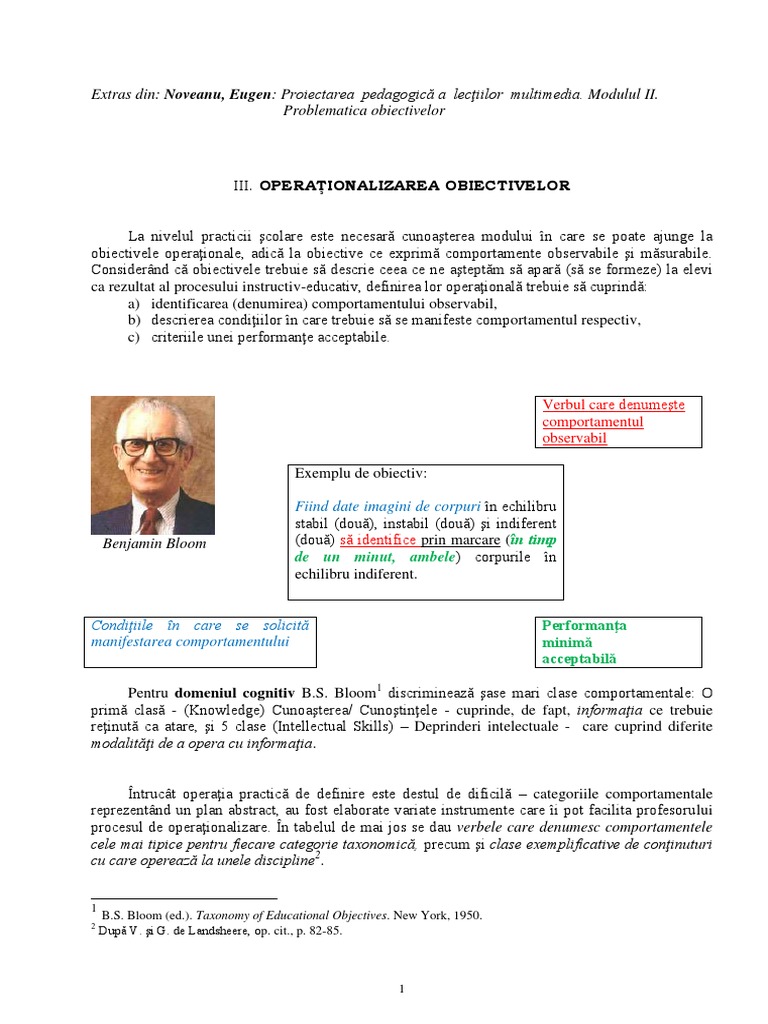 Formularea Obiectivelor Operationale PDF | PDF