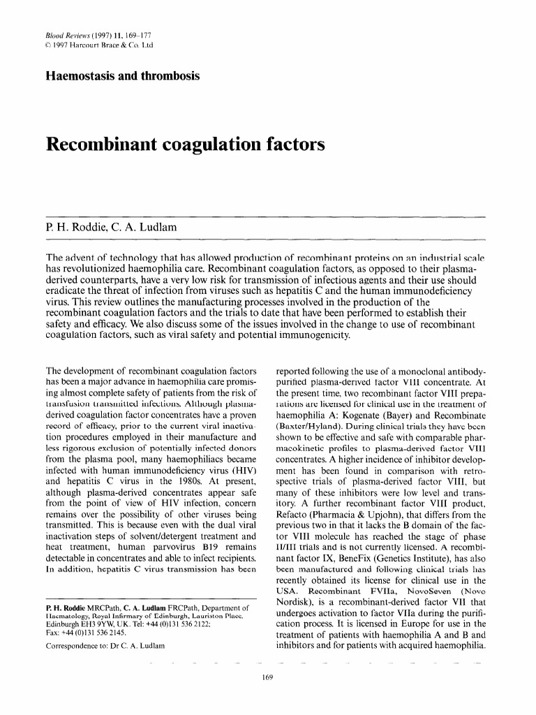 Recomb Clotting | PDF | Haemophilia | Virus