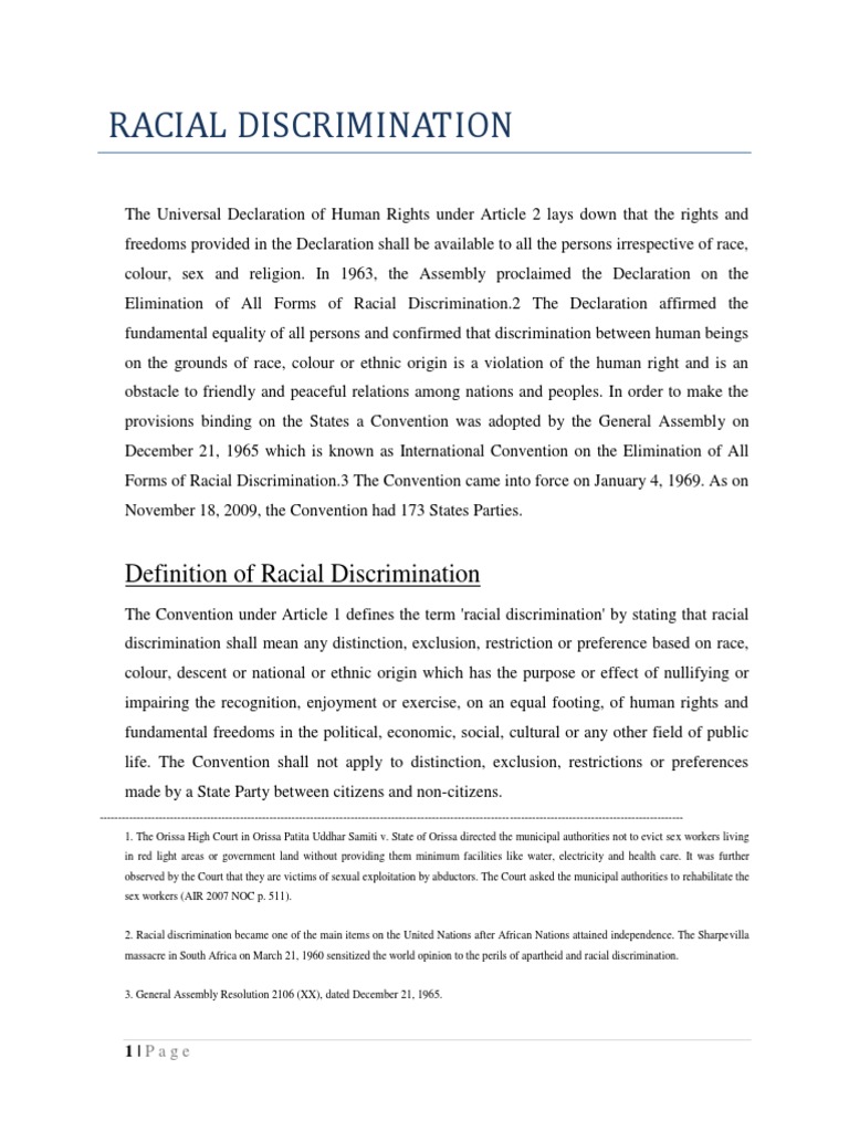 Definition of Racial Discrimination | Download Free PDF | Racism ...