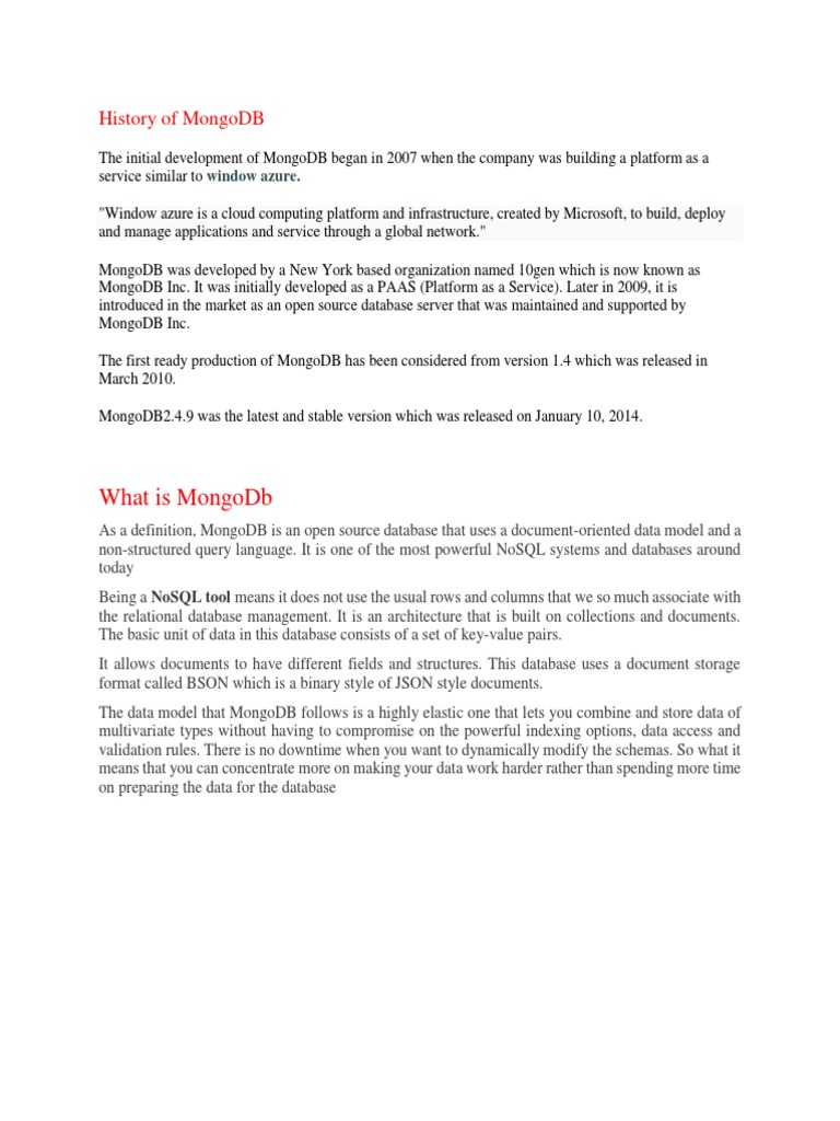 Mongodb Notes | PDF | Mongo Db | No Sql Mongodb Notes | PDF | Mongo Db | No Sql