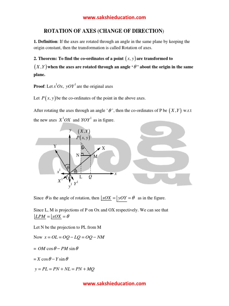 02 02 Rotation of Axes PDF | PDF | Coordinate System | Cartesian ...
