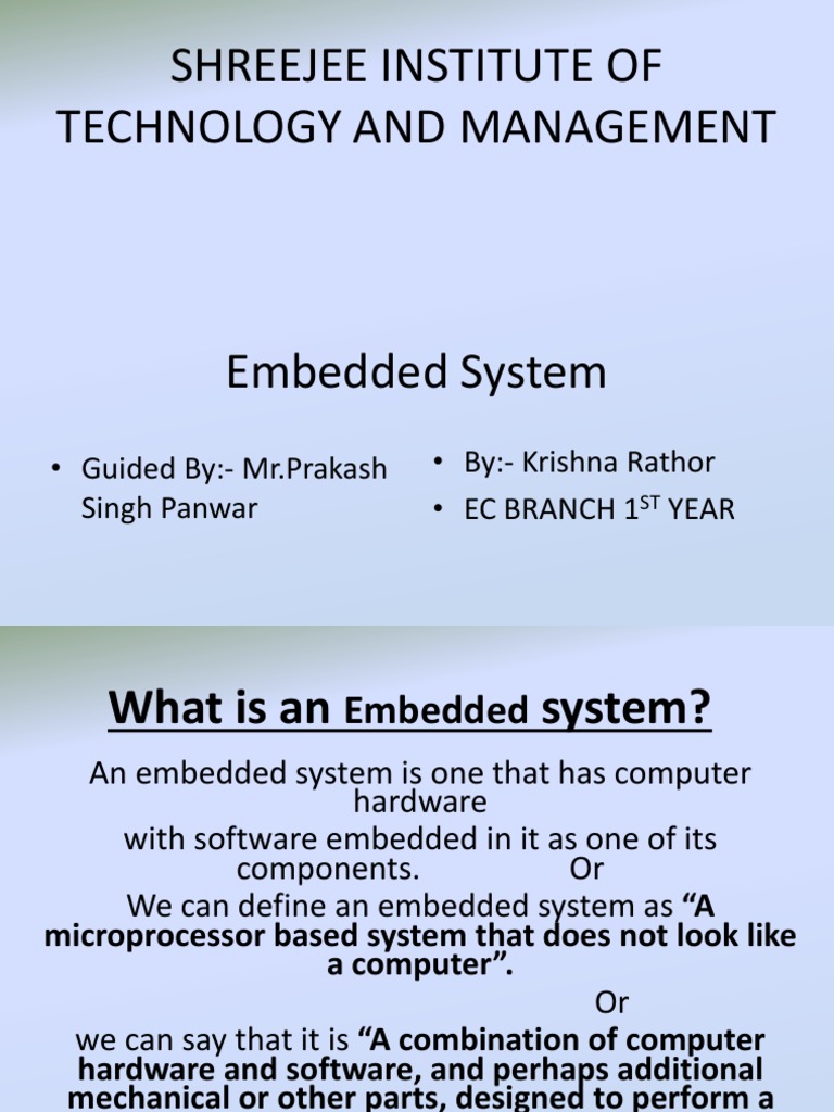Embedded System Power Point Presentation | PDF | Embedded System ...