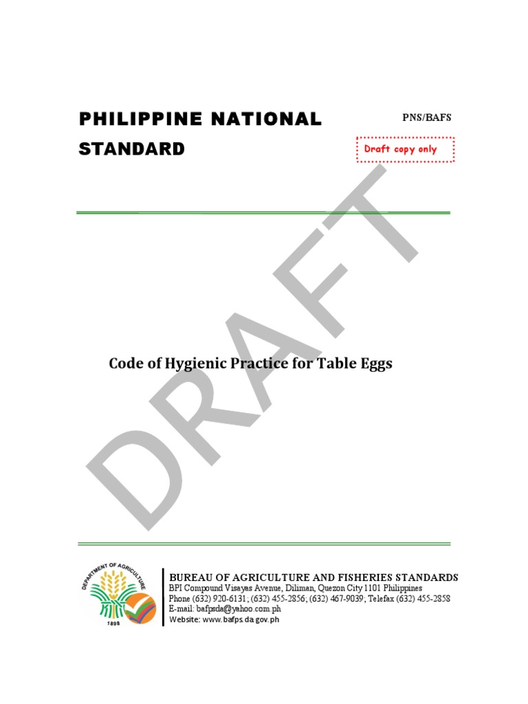 PNS For Table Eggs | PDF | Hygiene | Food Safety