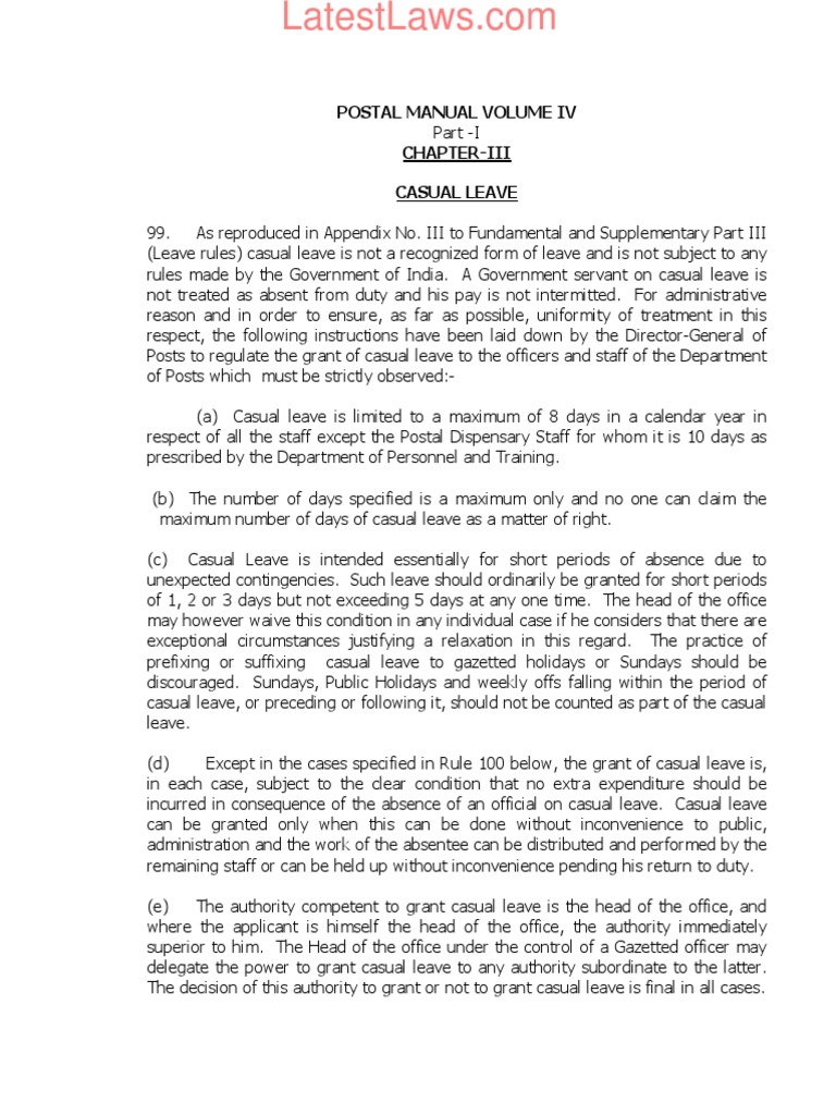 Postal Manual Volume IV Part-I | PDF | Pension | Retirement