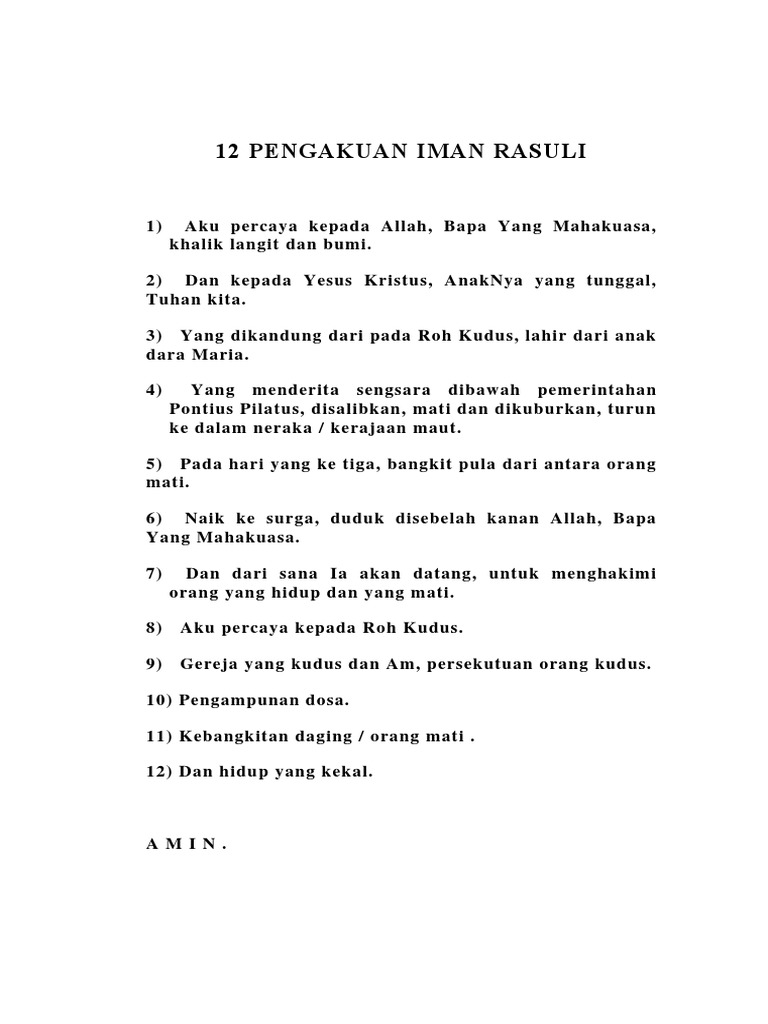 12 Pengakuan Iman Rasuli | PDF